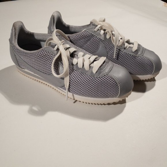 Nike | Shoes | Nike Cortez Gray White Lace Up Shoes Sneakers | Poshmark